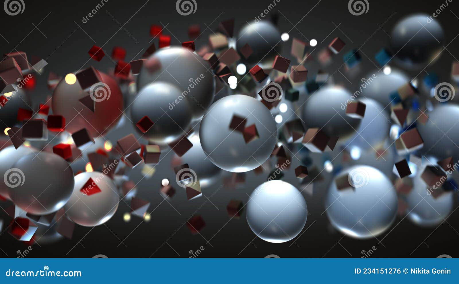 Stream Of Floating Shapes 3D Rendering Illustration | CartoonDealer.com ...