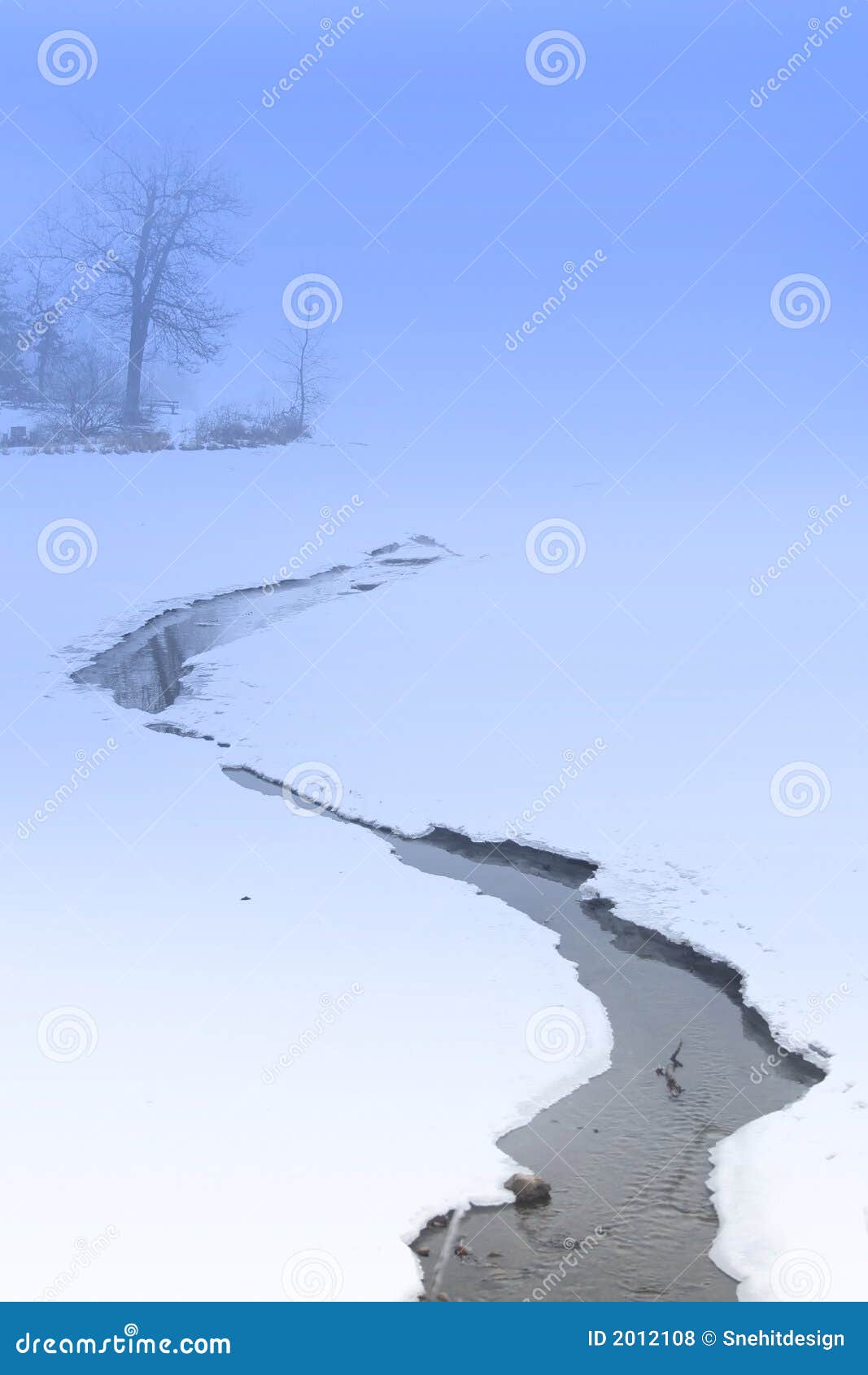 Stream Flowing on the Frozen Lake Stock Photo - Image of blue, design ...