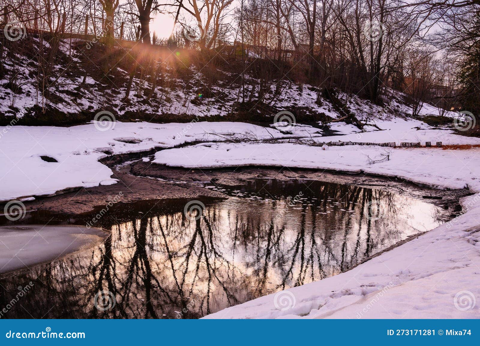 A Stream Flowing into a Large River in Aizkraukle 9 Stock Image - Image ...