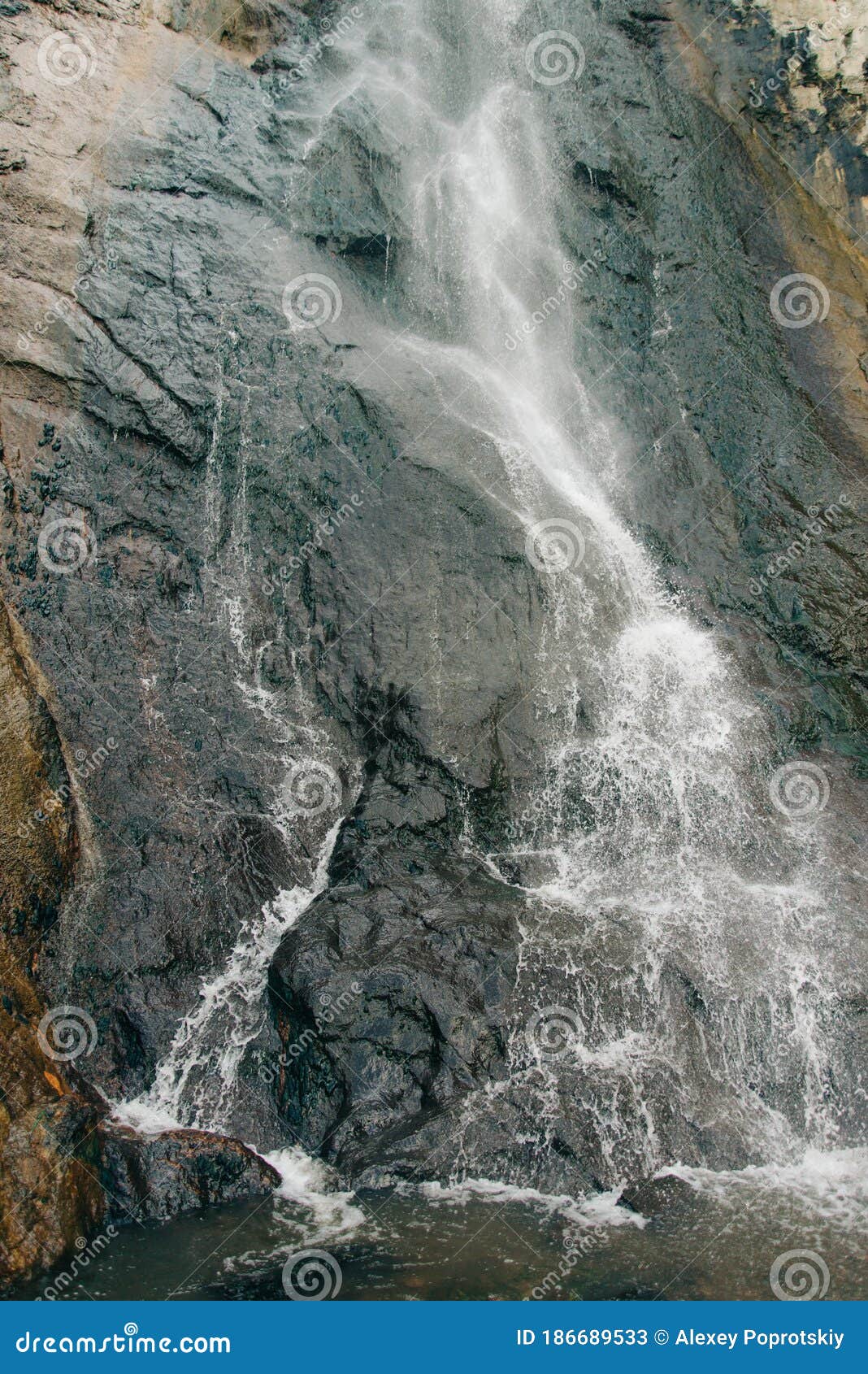 Stream Flowing on Rocky Wall. Stock Image - Image of background ...
