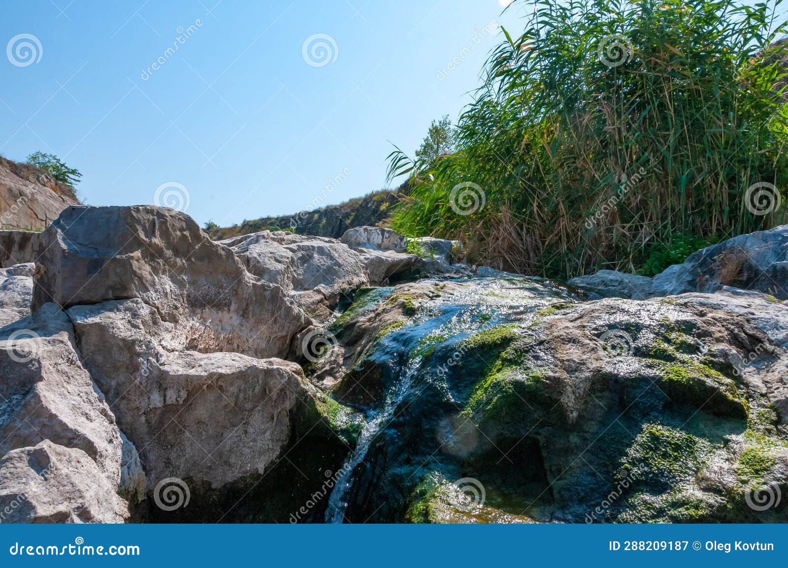 The Stream Flows Down the Granite Stones on the Riffles of the River ...
