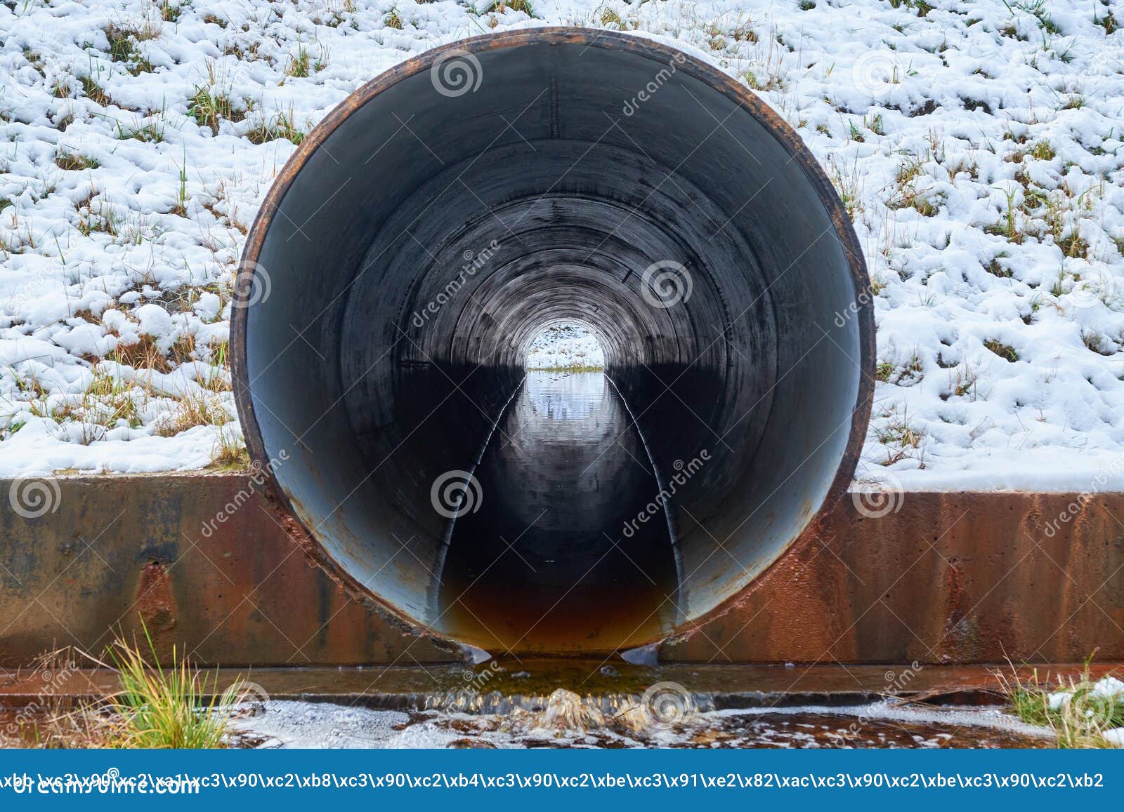 Stream in the Pipe Under the Road Stock Image - Image of flowing, green ...