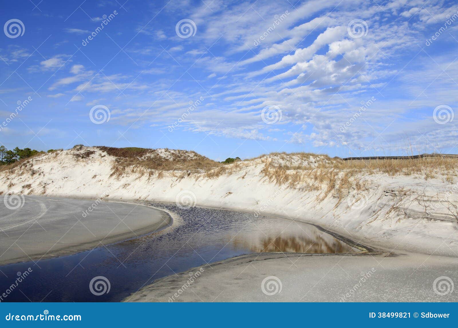 Stream Flows through the Sand Dunes To Ocean Stock Image - Image of ...