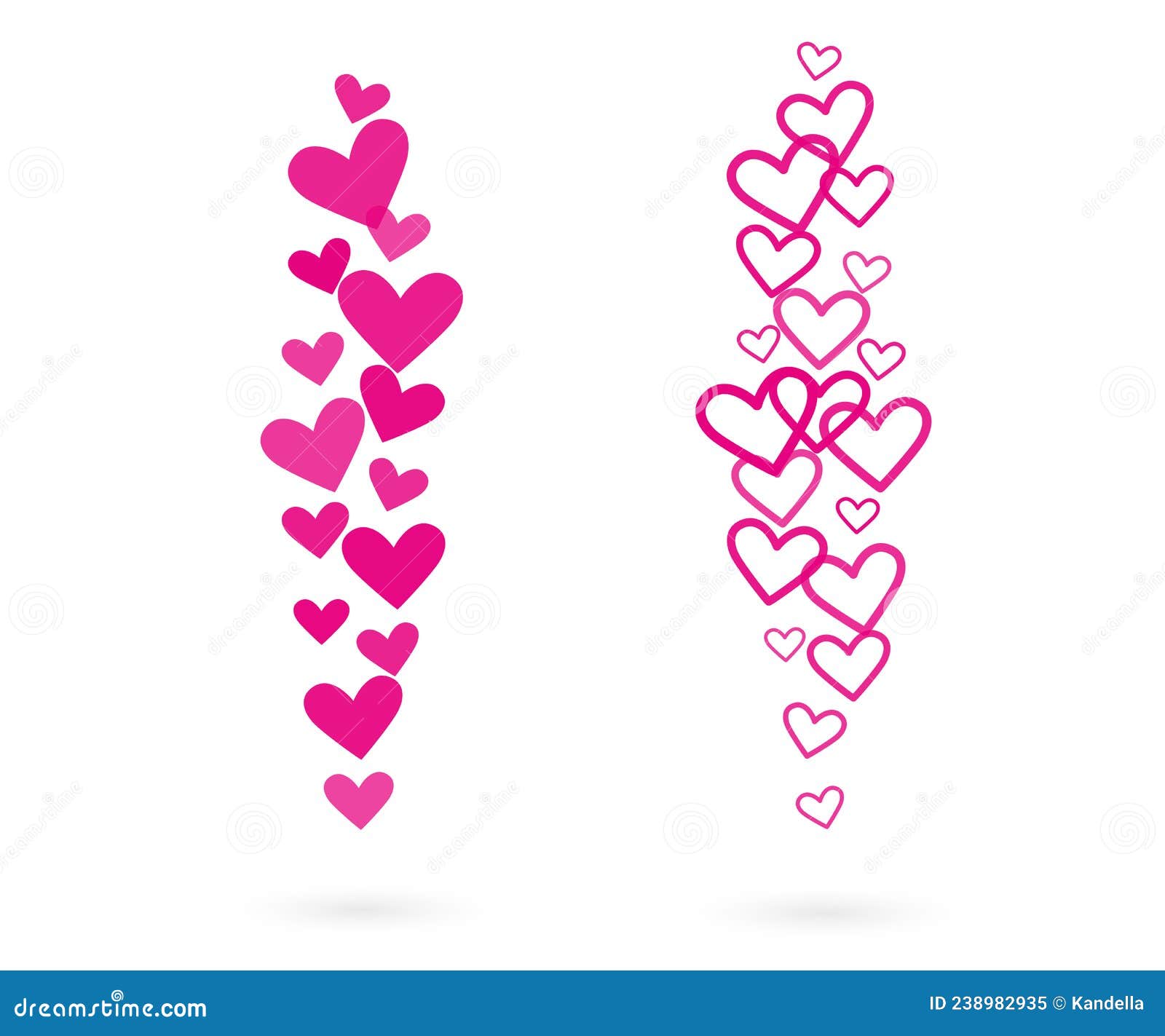 Stream of flying hearts stock illustration. Illustration of falling ...