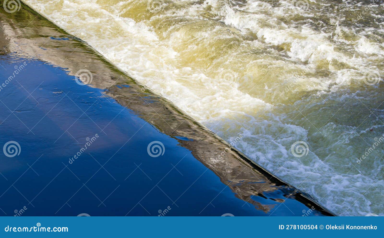 A Stream of Foaming Water and a Small Ledge on the River Stock Photo ...