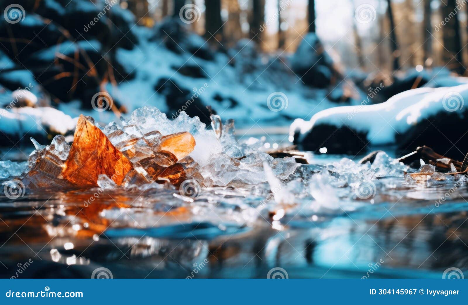 Stream in the Forest. Beautiful Early Spring Landscape with a River and ...