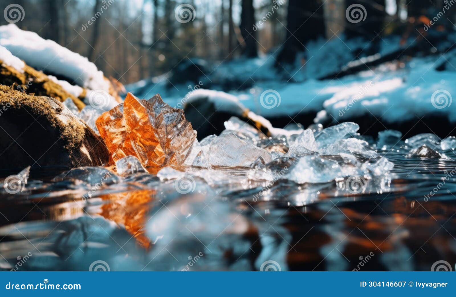 Stream in the Forest. Beautiful Early Spring Landscape with a River and ...