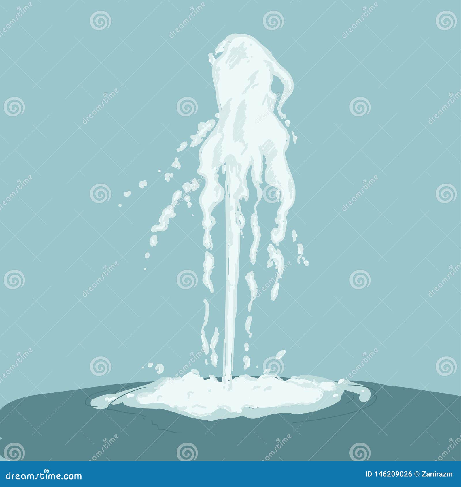 A Stream of the Fountain Hits the Ground Up and Falls Down with a Lot ...