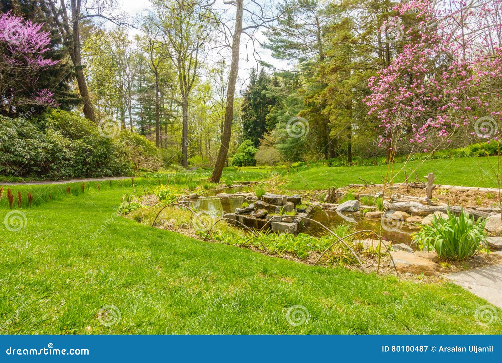 Stream in garden stock image. Image of garden, gardens - 80100487
