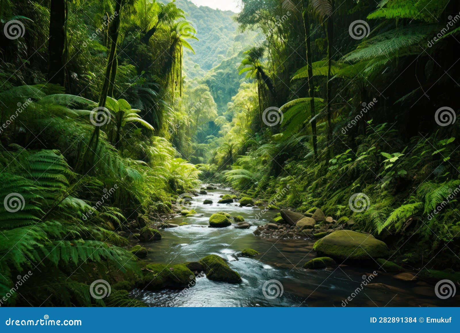 Stream in the Green Jungle Generative Ai Stock Illustration ...