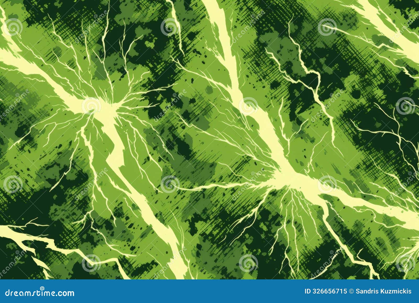 Stream of Green Lightning Strikes, Comic Book Pattern. Generative AI ...