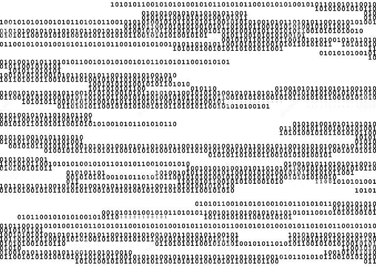 Stream Line Binary Code Black and White Background with Two Binary Digits, 0 and 1 Isolated on a ...
