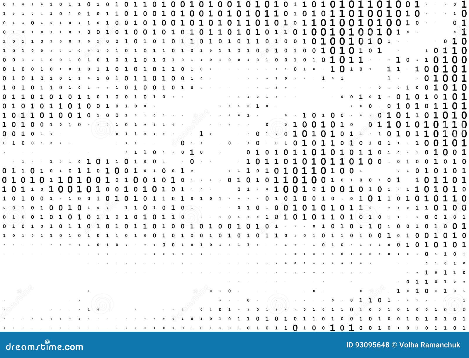 Stream Line Binary Code Black and White Background with Two Binary Digits, 0 and 1 Isolated on a ...