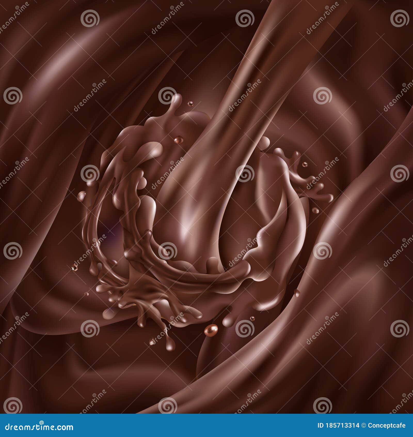 Stream of Liquid Chocolate Pours into Dark Chocolate Waves Stock Vector ...