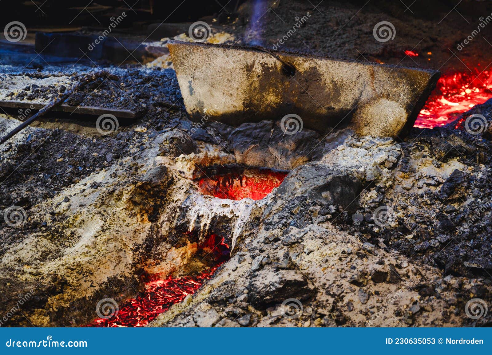 A Stream of Liquid Metal Flowing in a Sandy Channel Stock Image - Image ...