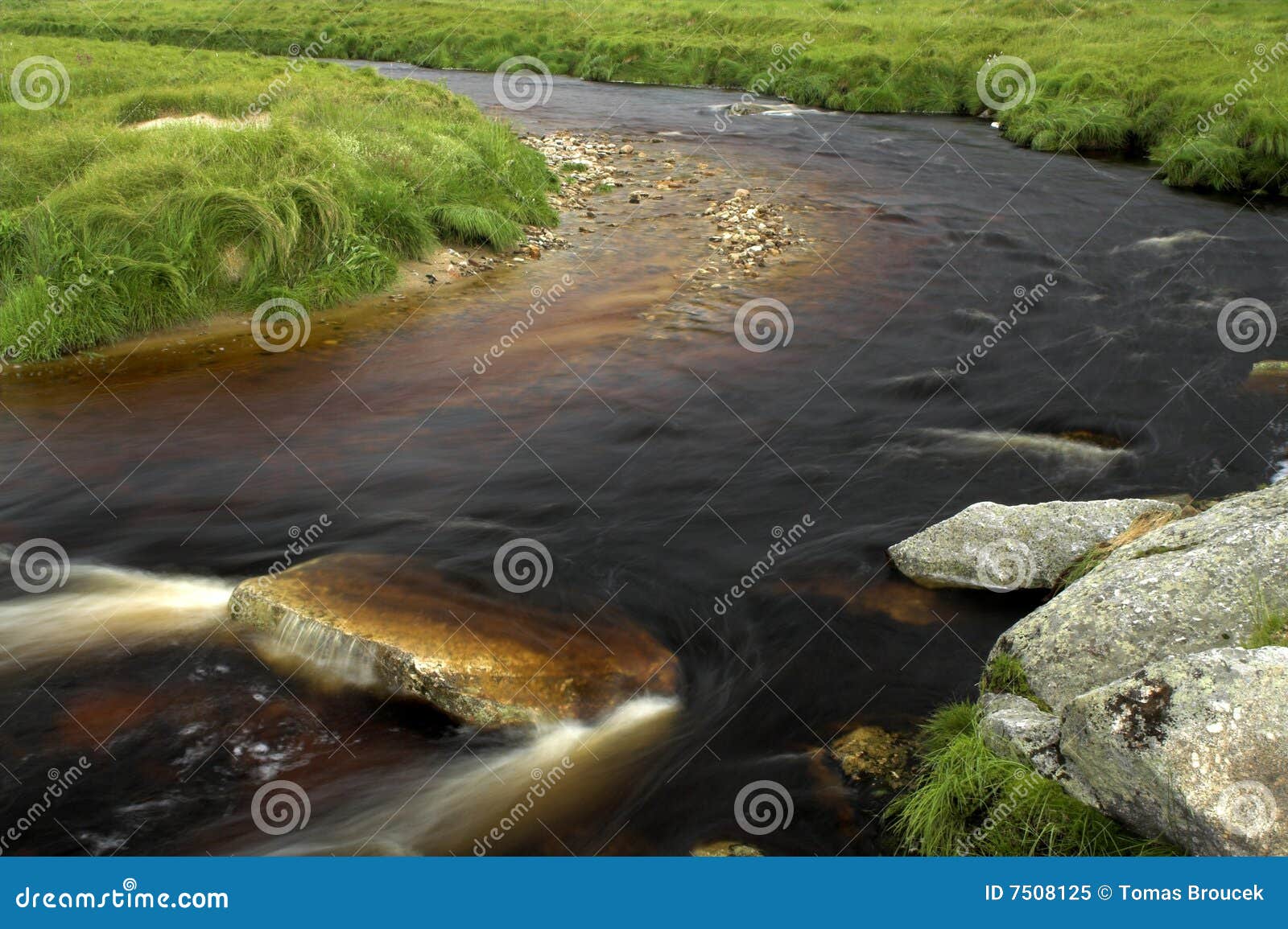 Stream and meadow stock image. Image of float, nature - 7508125