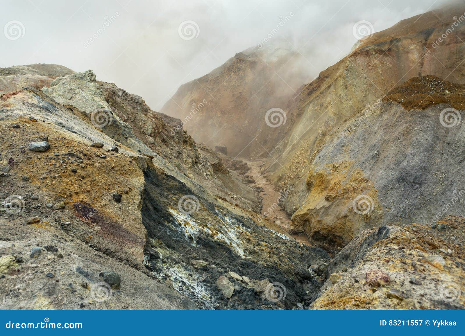 Stream from Melting of Glaciers on the Active Volcano Mutnovsky. Stock ...