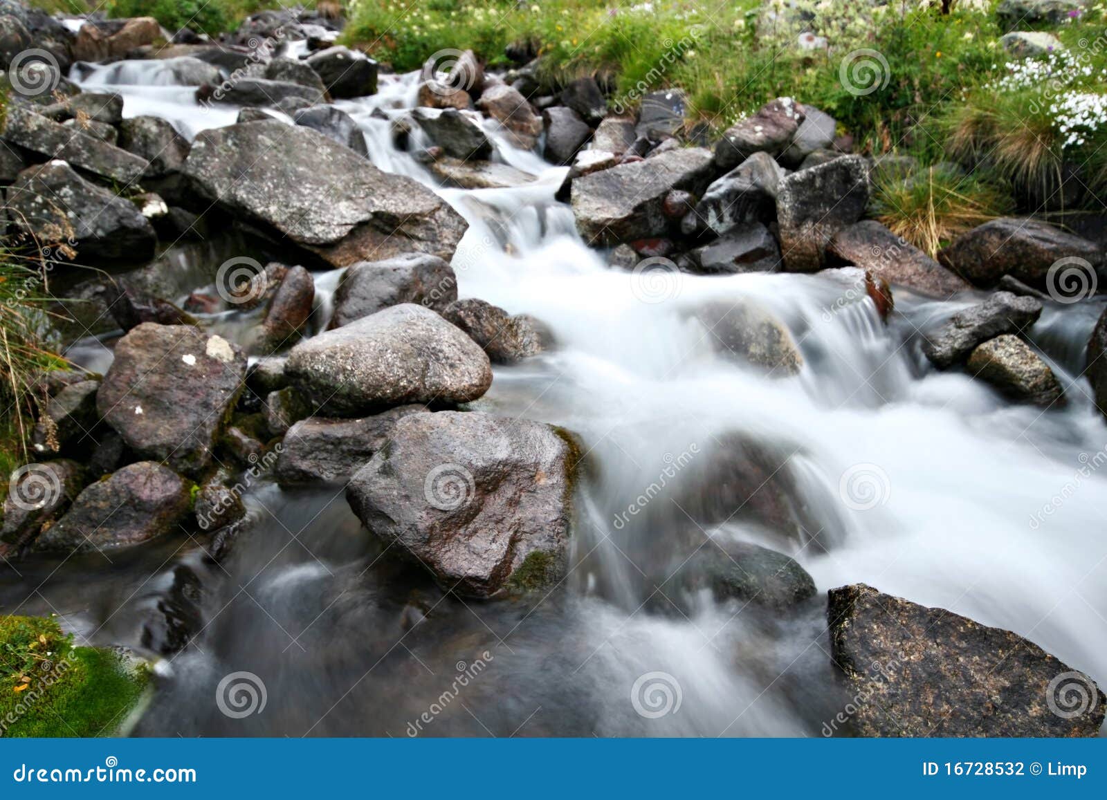 Stream of Mountain River among Stones and Boulders Stock Photo - Image ...
