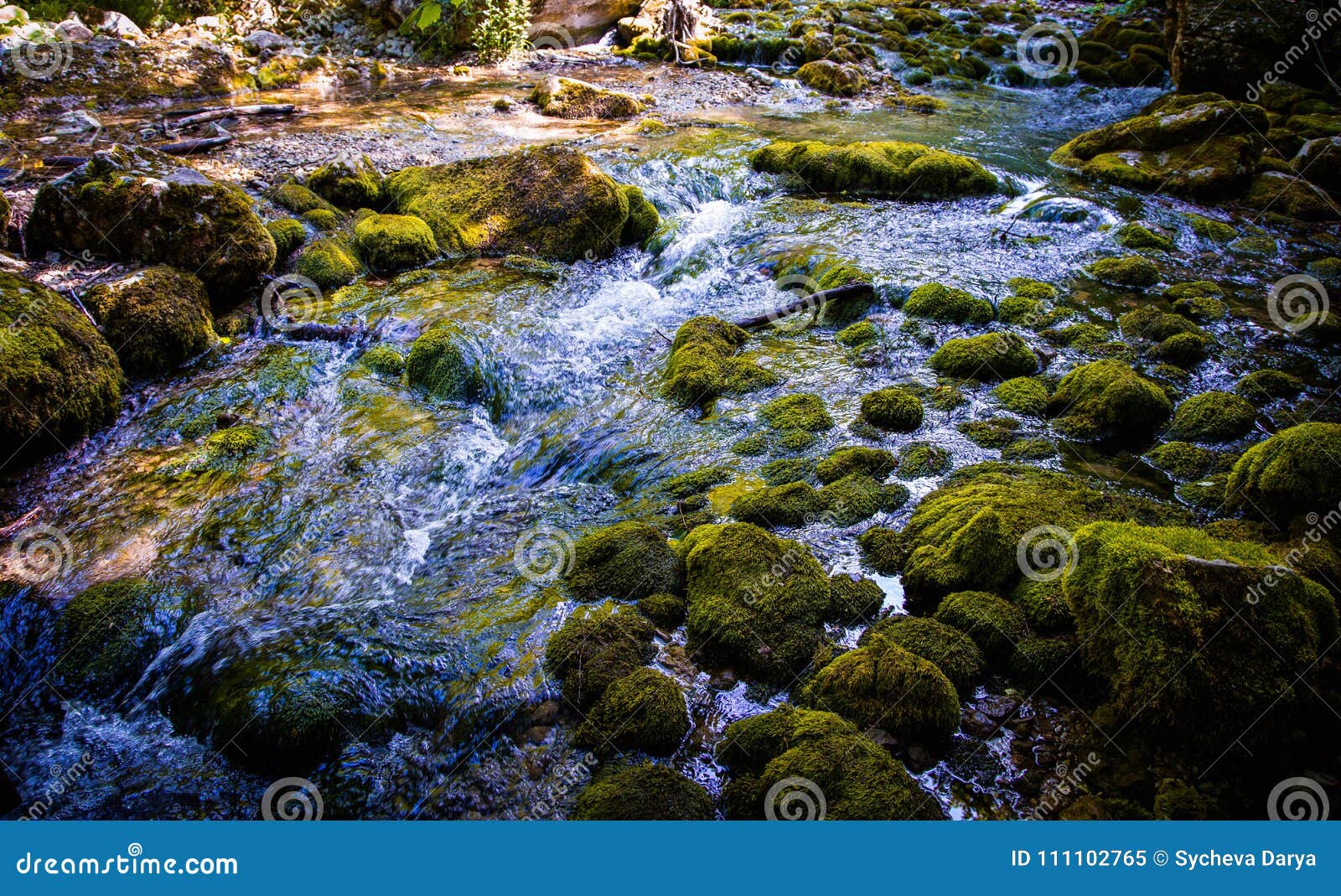 Stream of a mountain river stock image. Image of landscape - 111102765