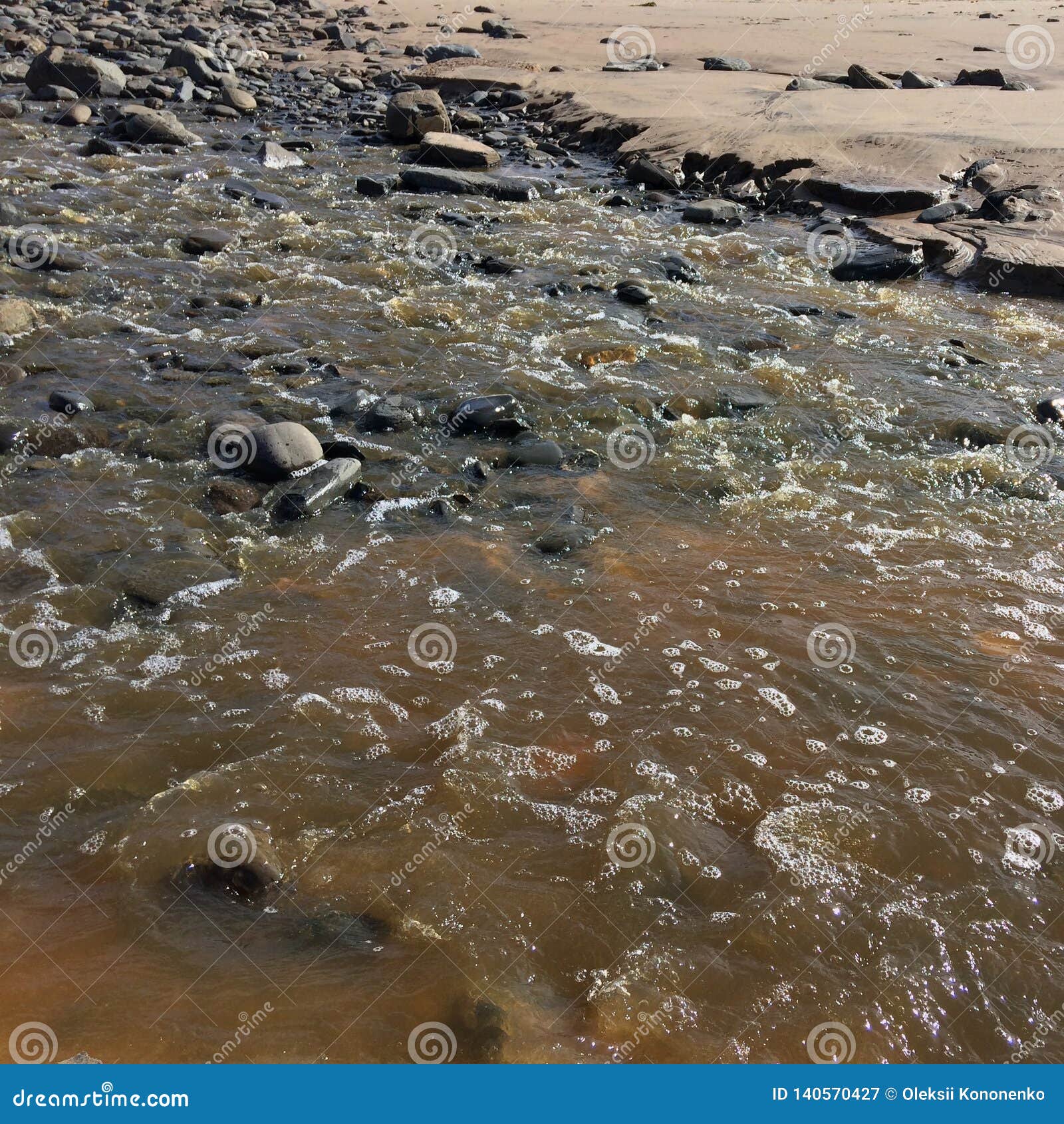 Stream with Muddy Waters, Fast Flow Stock Image - Image of surface ...