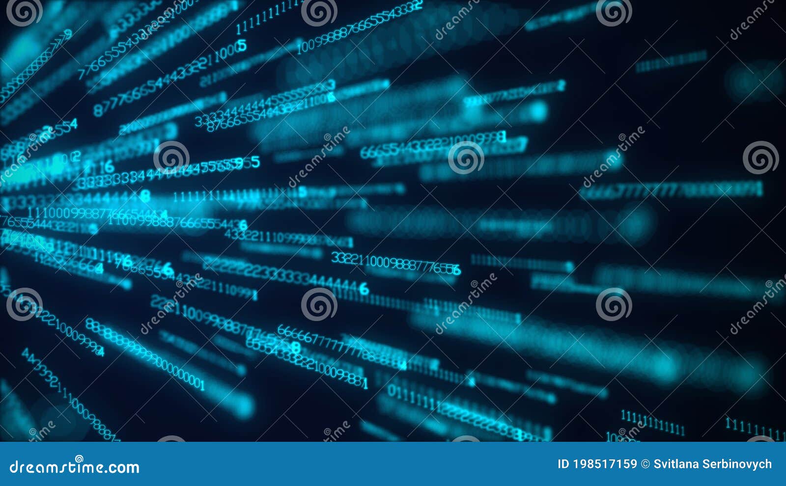 Stream of Numbers, Modern Blue Digital Background. Virtual Reality ...