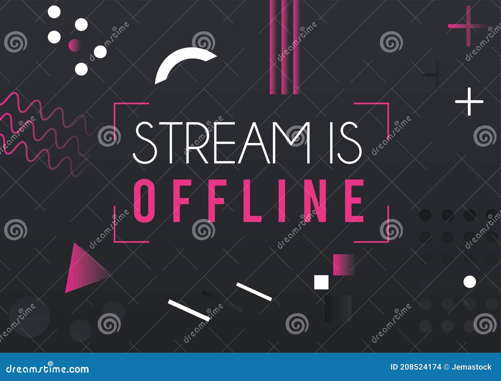 Stream is Offline Lettering Memphis Style in Gray Background Stock ...