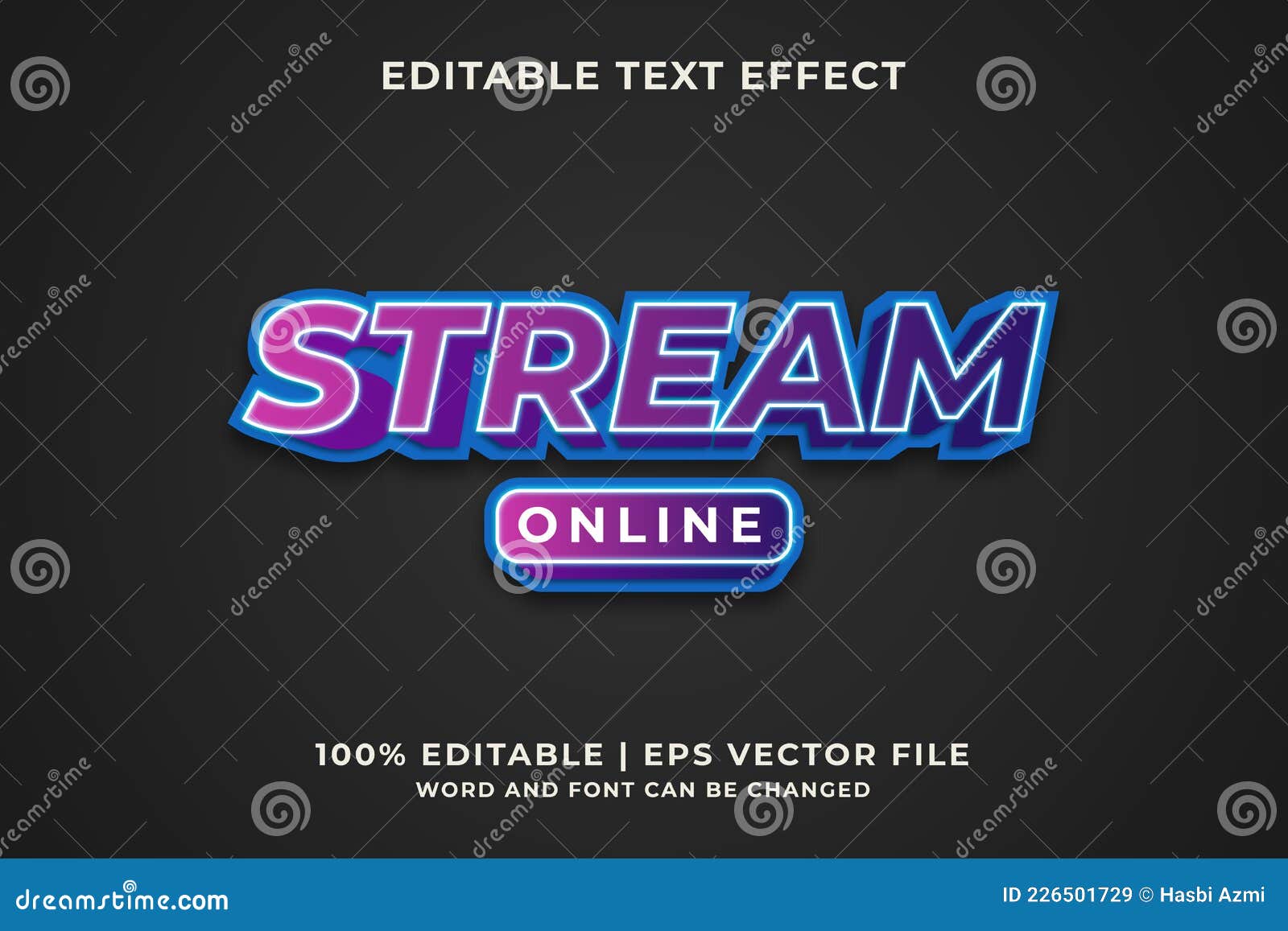 Stream Online Text Effect Premium Vector Stock Vector - Illustration of ...