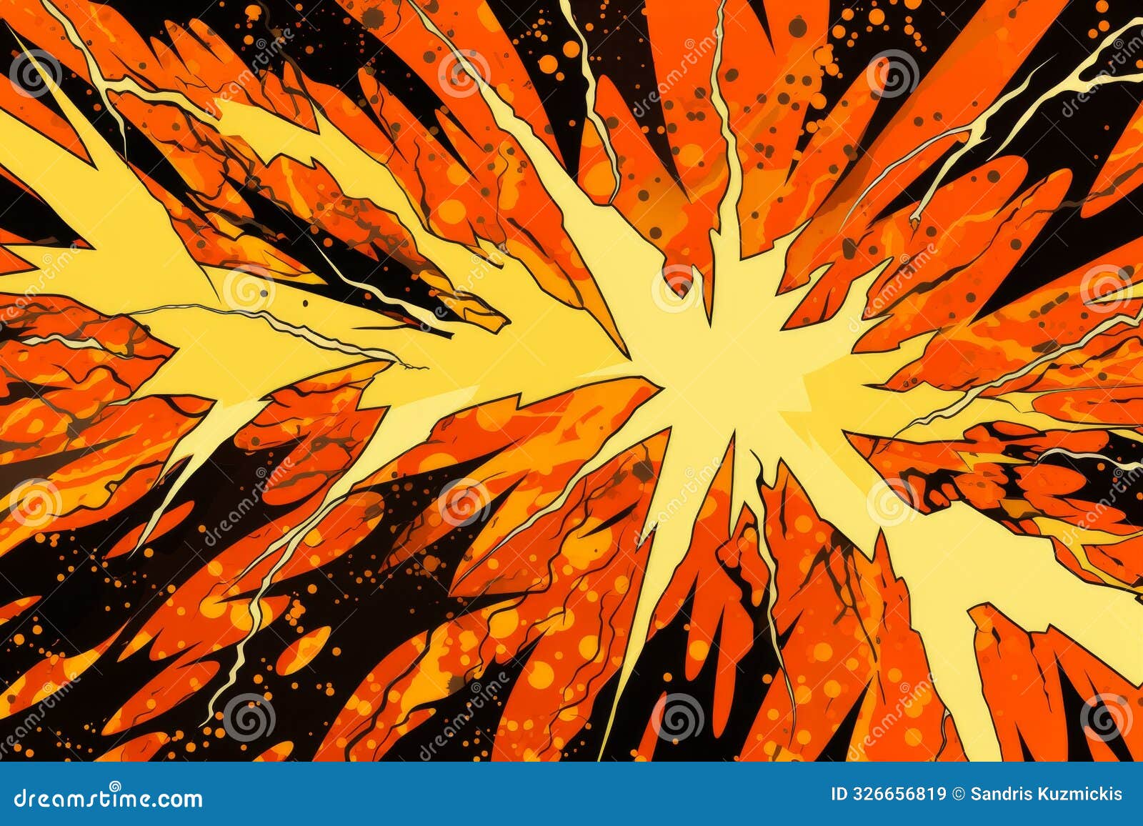 Stream of Orange Lightning Strikes, Comic Book Pattern. Generative AI ...