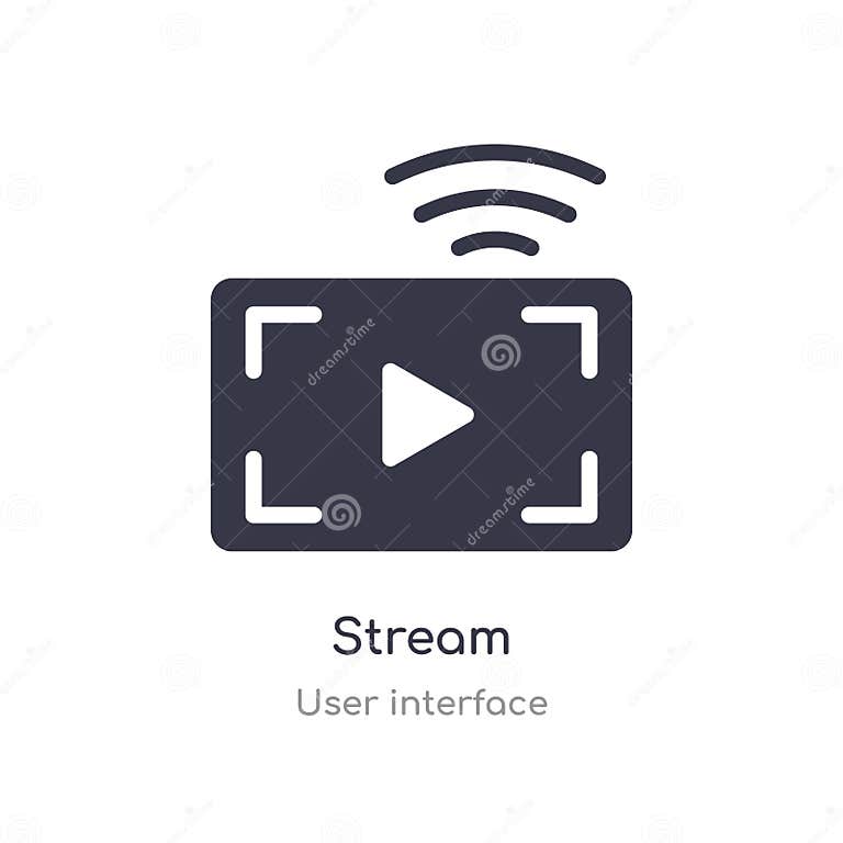 Stream Outline Icon. Isolated Line Vector Illustration from User ...