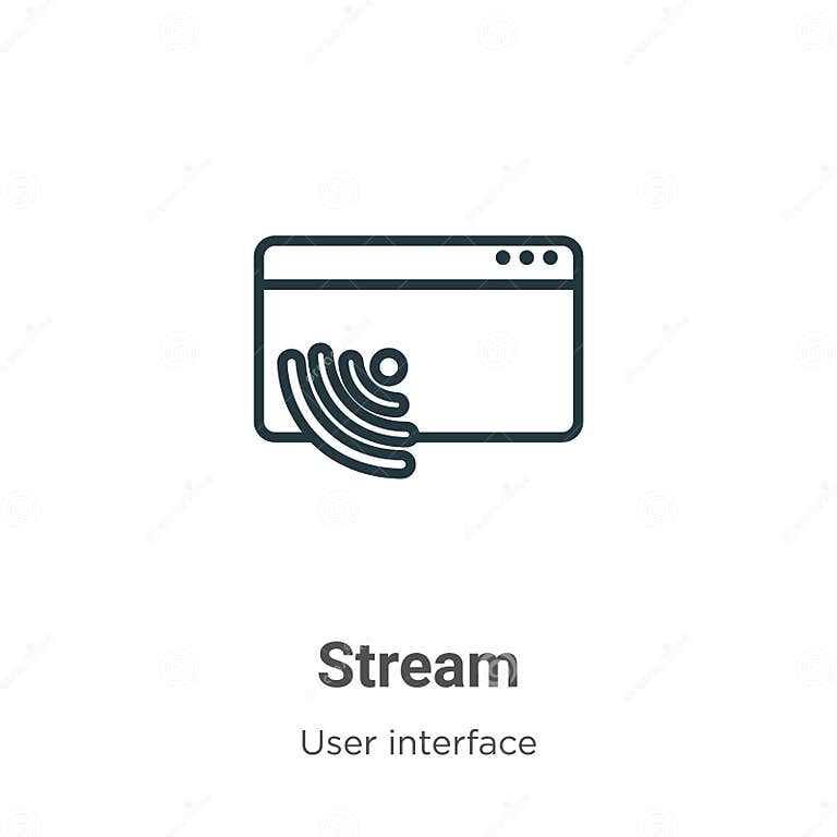 Stream Outline Vector Icon. Thin Line Black Stream Icon, Flat Vector ...