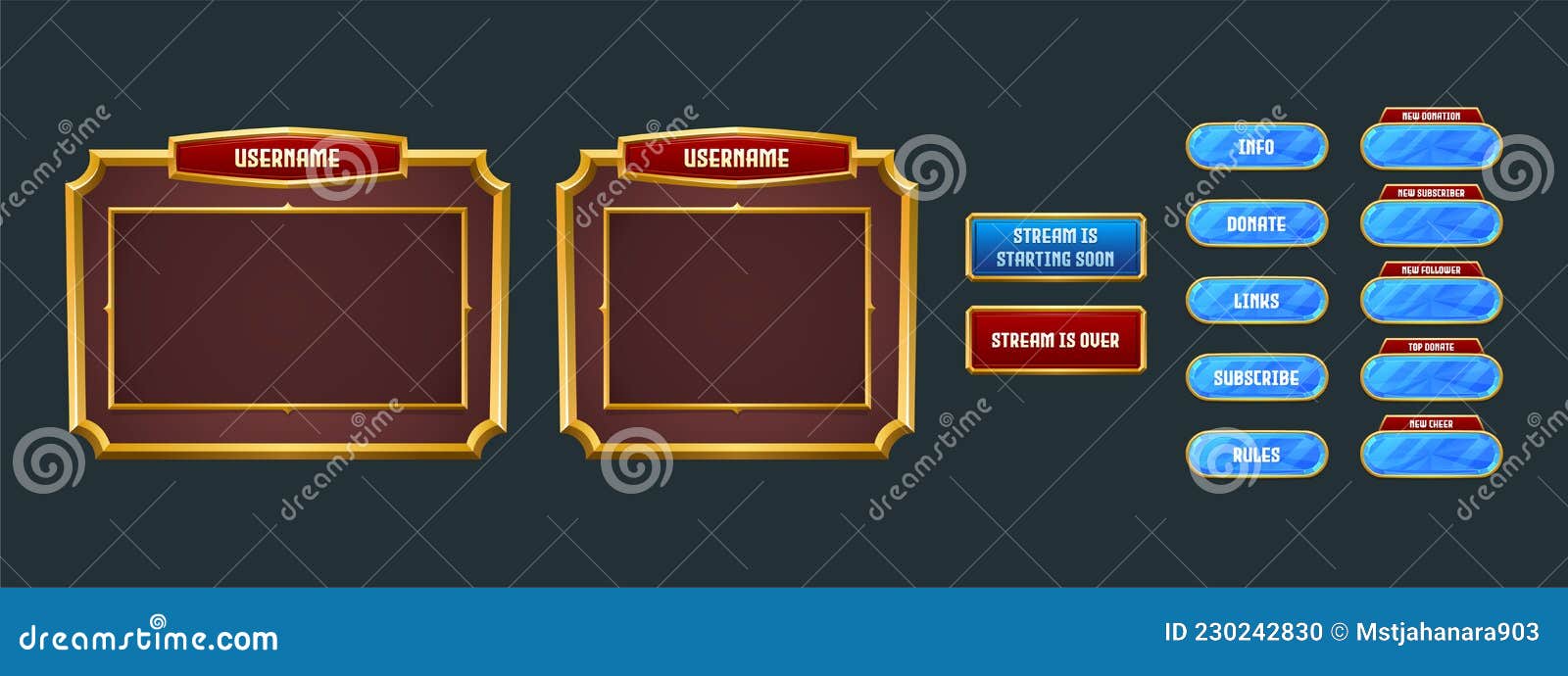Stream Overlay BRB Screen Blue And Yellow Theme, Chat Box, Panel Design ...