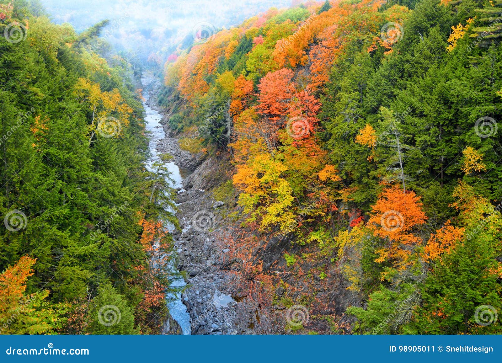 Stream Passing through Quechee Gorgee Stock Image - Image of beautiful ...