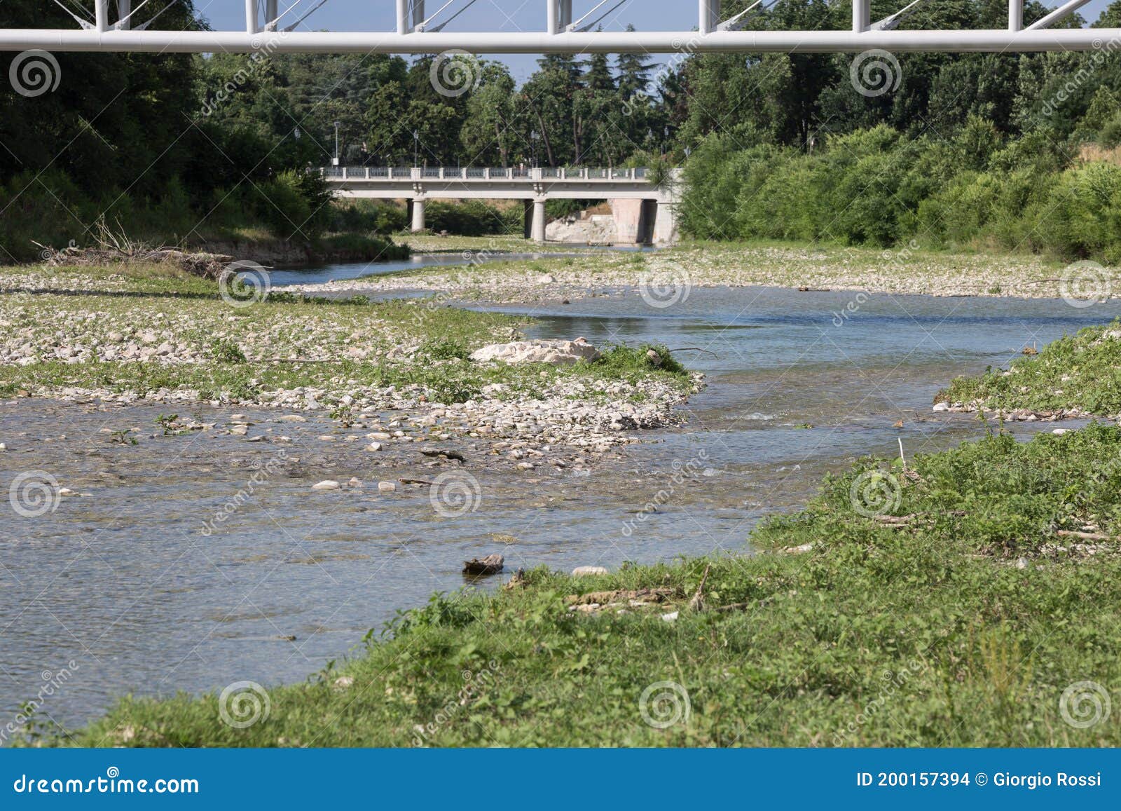 Stream with Pebbles and Few Water in the Spring Stock Photo - Image of ...