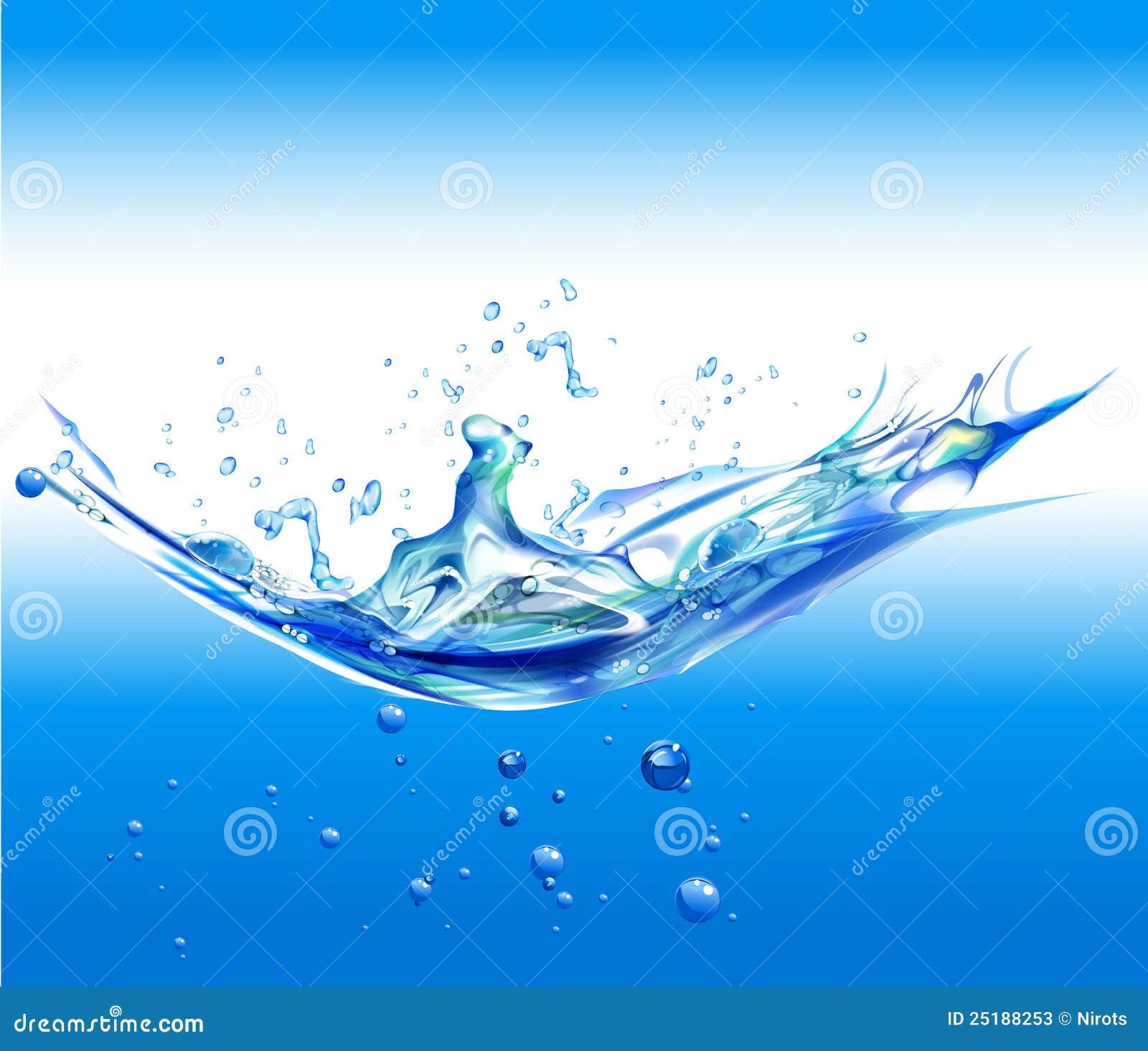 Stream Pure Water On White Background Stock Illustration - Illustration ...