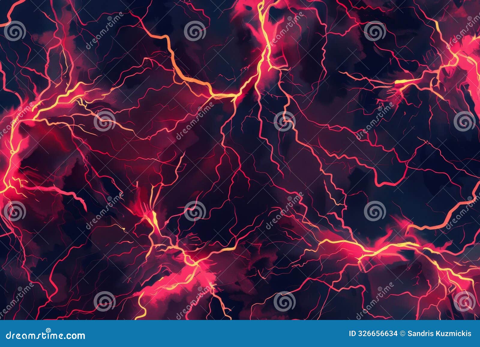 Stream of Red Lightning Strikes, Comic Book Pattern. Generative AI ...