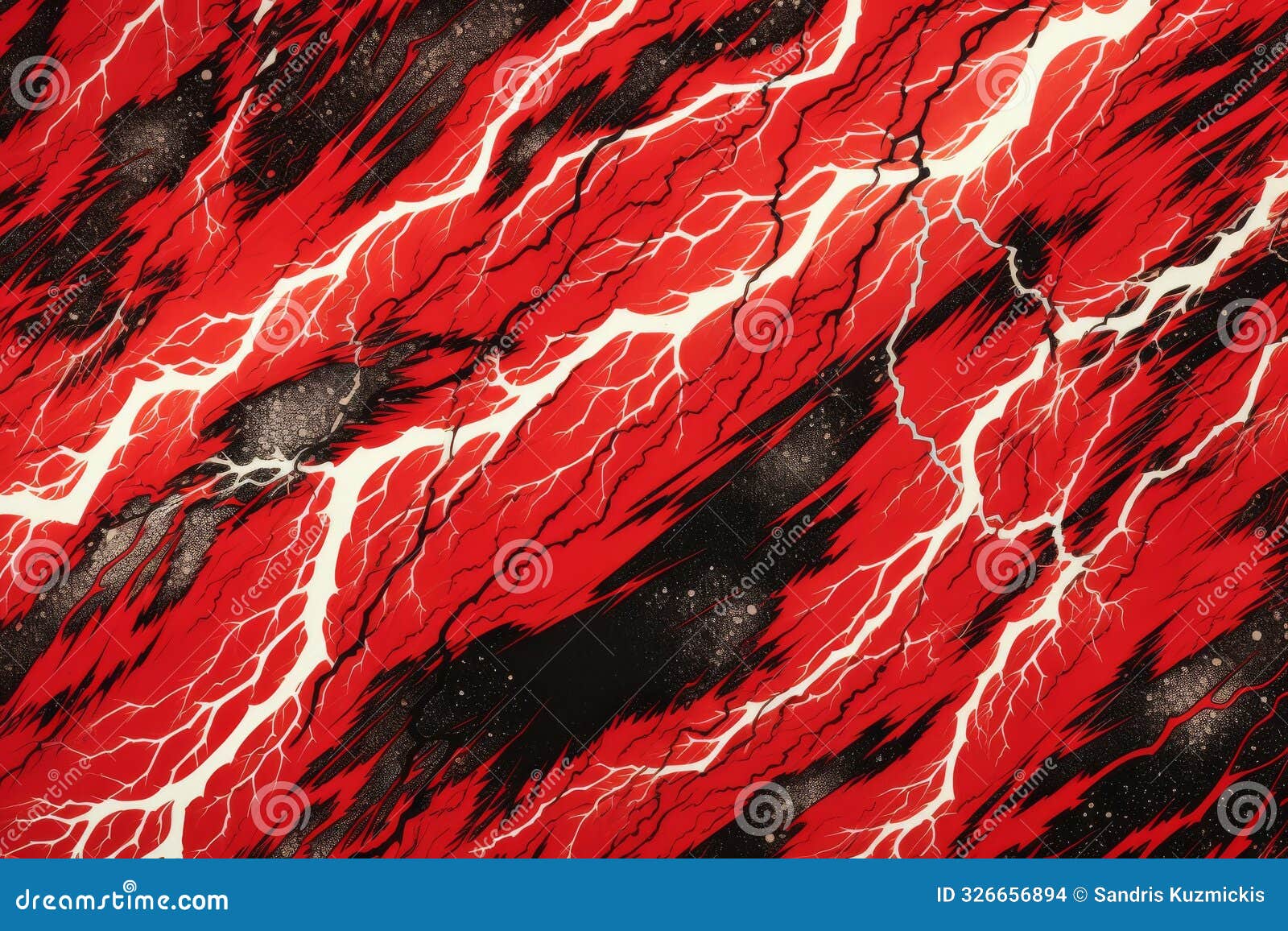 Stream of Red Lightning Strikes, Comic Book Pattern. Generative AI ...