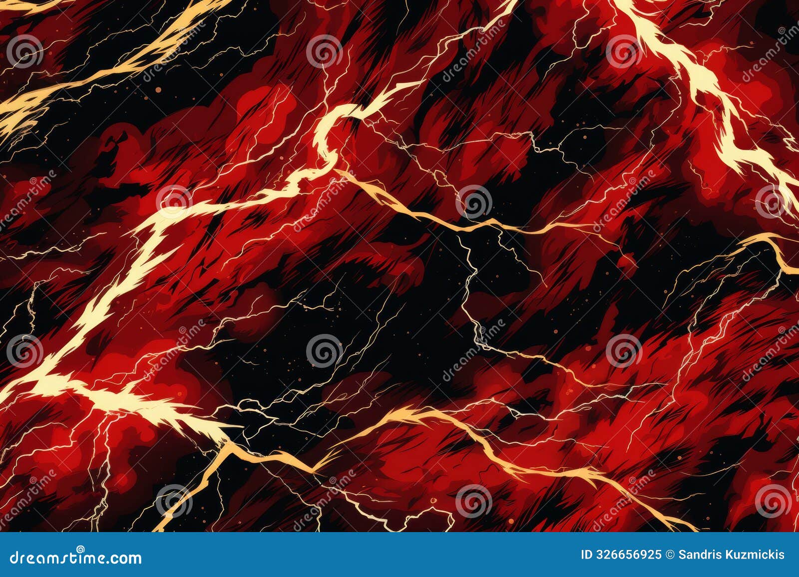 Stream of Red Lightning Strikes, Comic Book Pattern. Generative AI ...