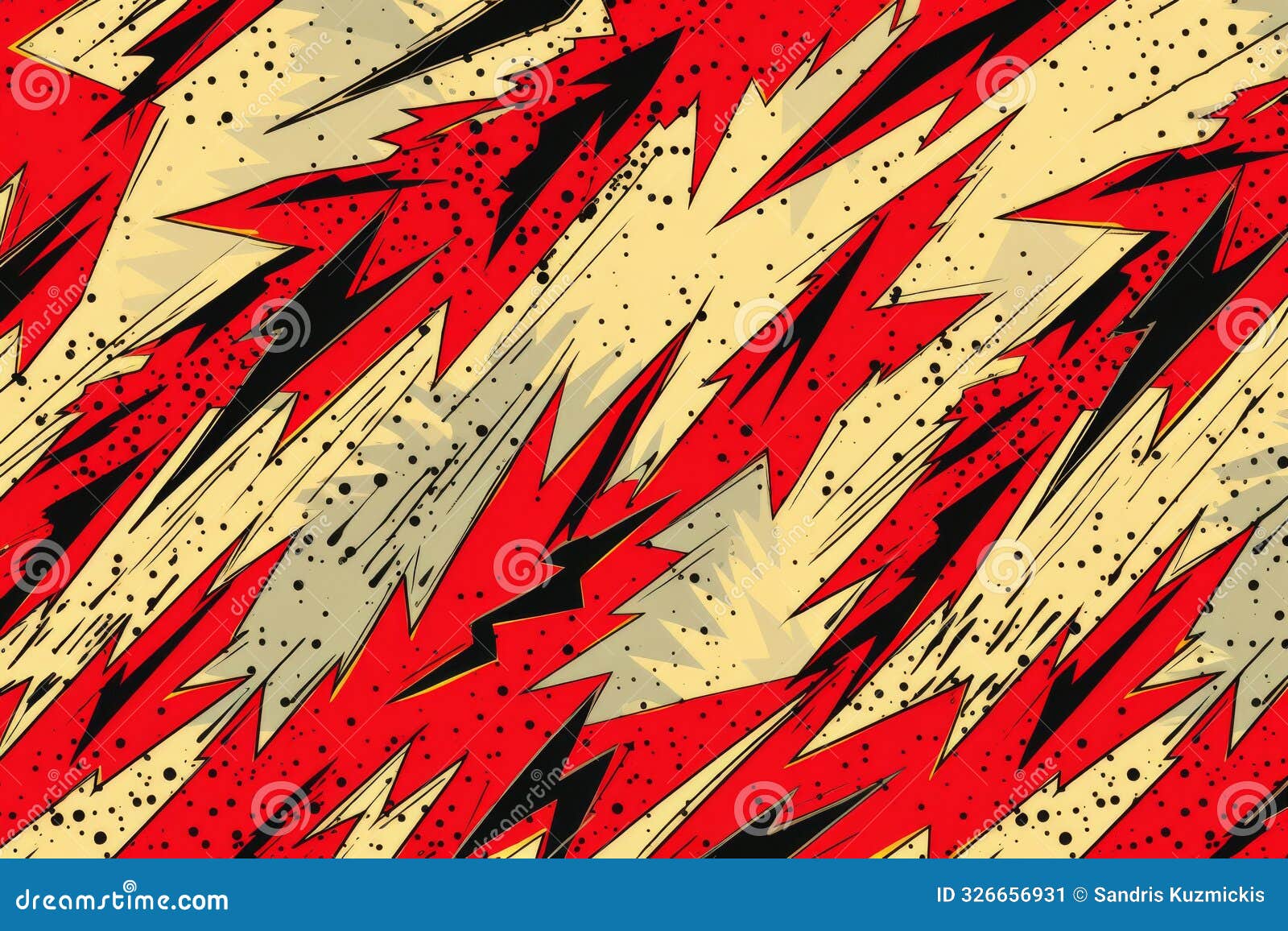 Stream of Red Lightning Strikes, Comic Book Pattern. Generative AI ...