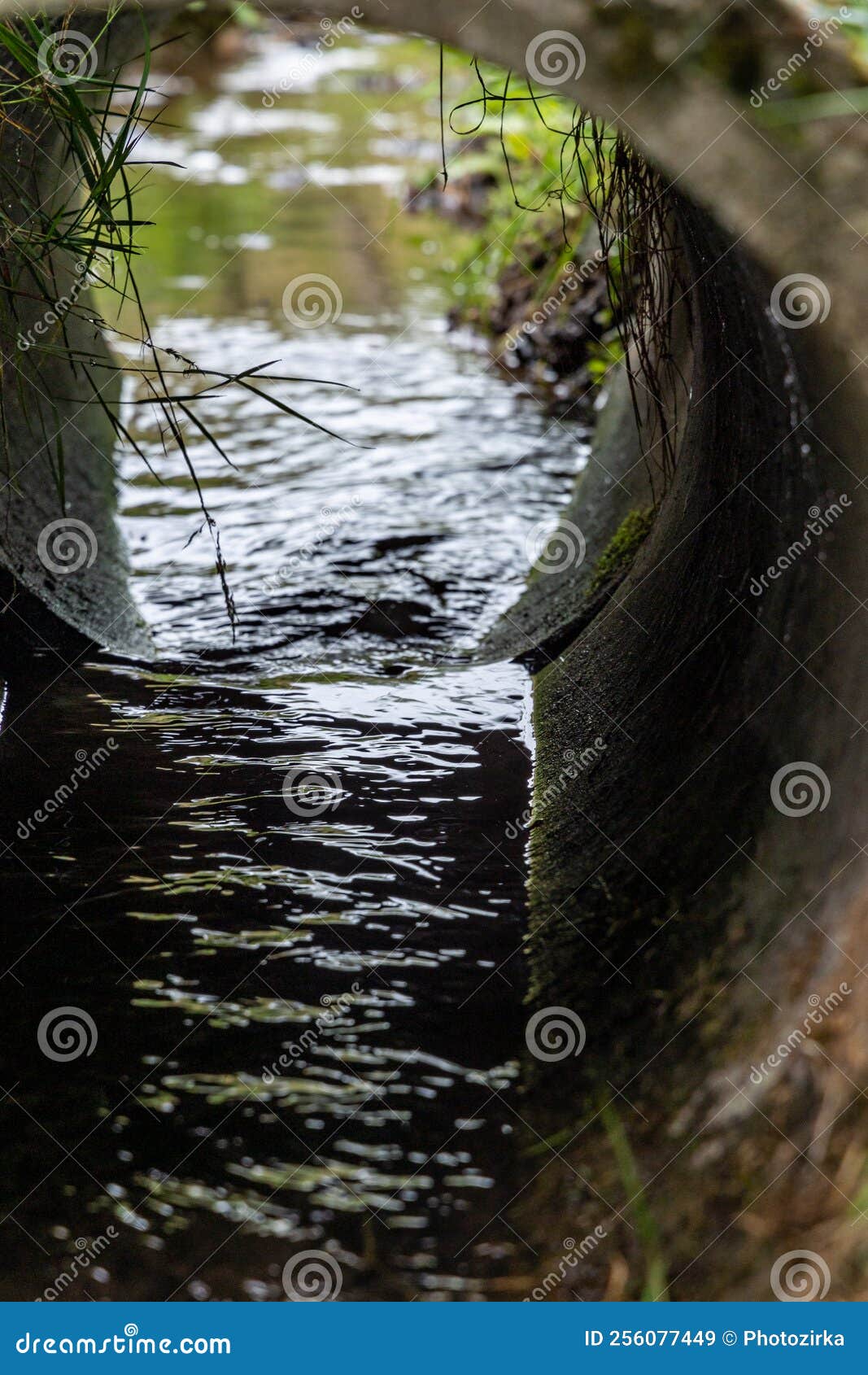 The Stream Runs through the Pipe Stock Image - Image of rock, pipe ...