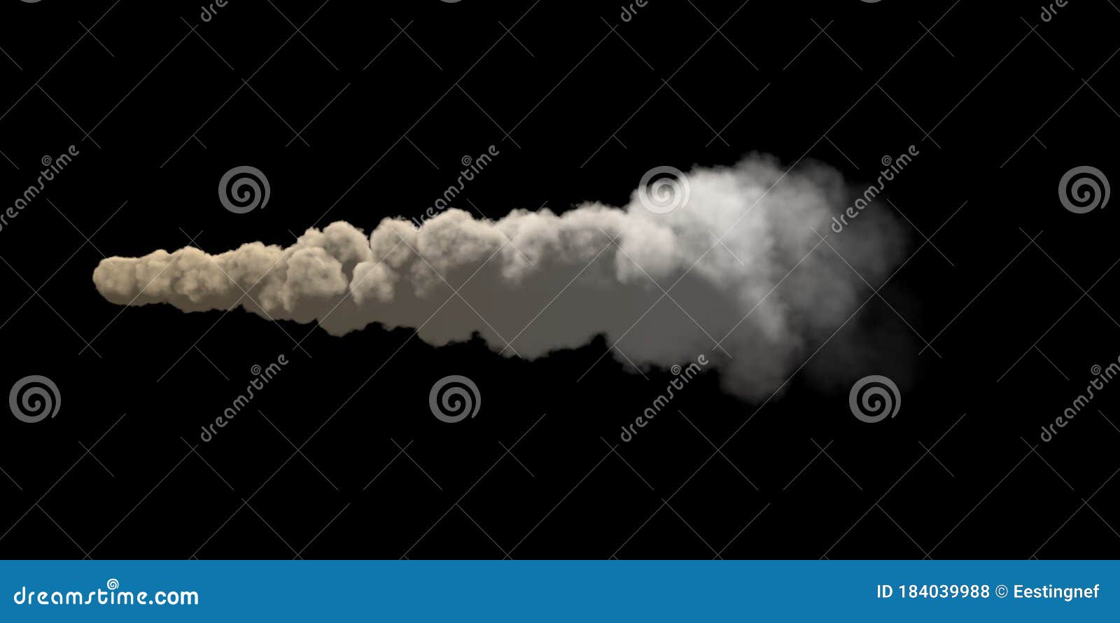 Stream of Smoke. Isolated on Black Background Stock Illustration ...