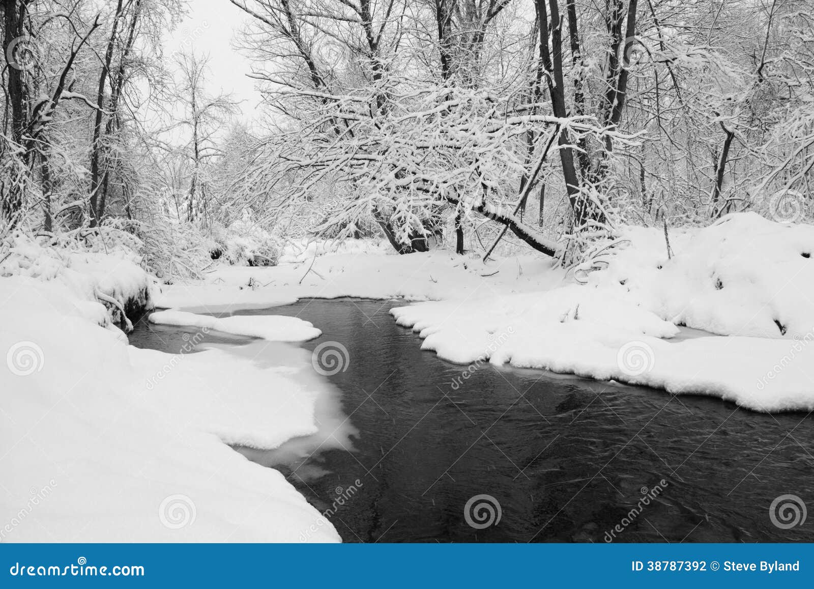 Stream in Snow stock photo. Image of snow, snowscape - 38787392