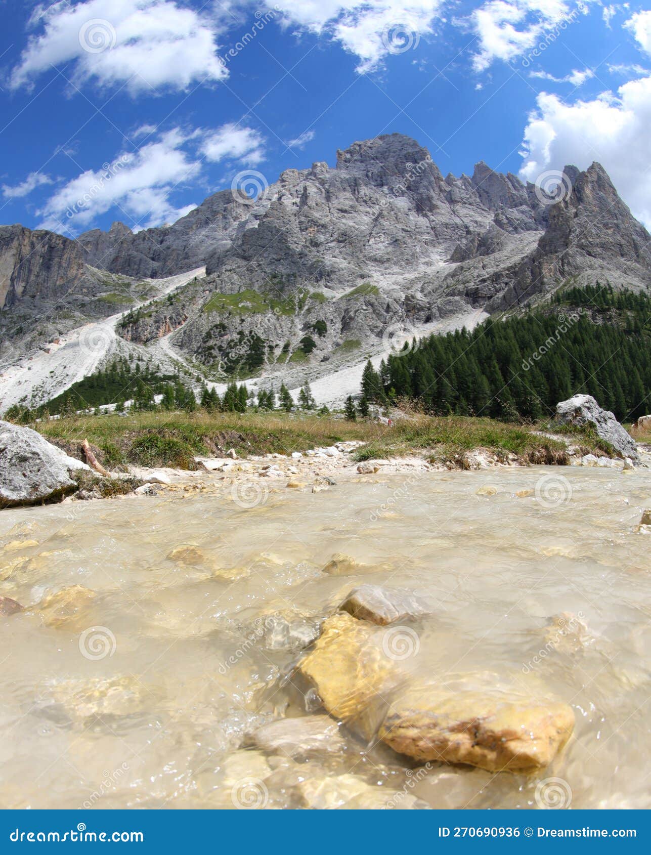 Stream of Spring Water Flowing from the Glacier in the Mountains in ...
