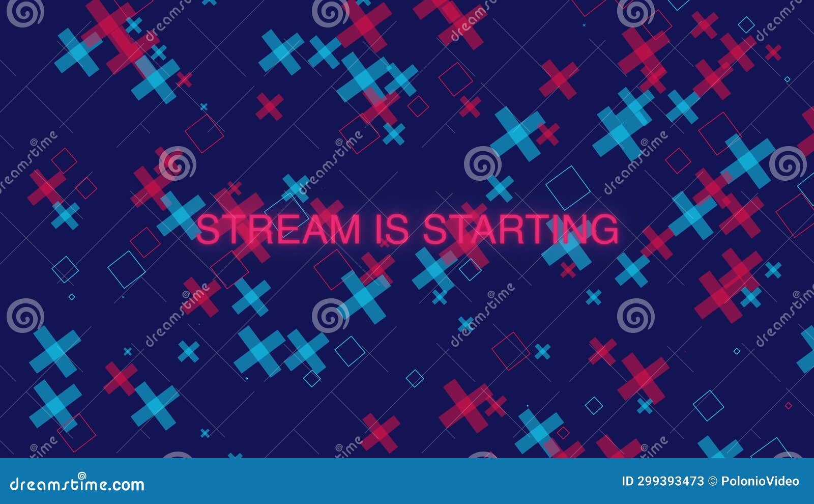 Stream is Starting Red Text on Blue Seamless Loop Background Stock ...