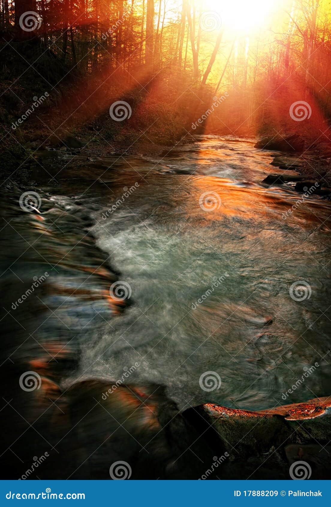 Stream in sunset stock image. Image of sunlight, urban - 17888209
