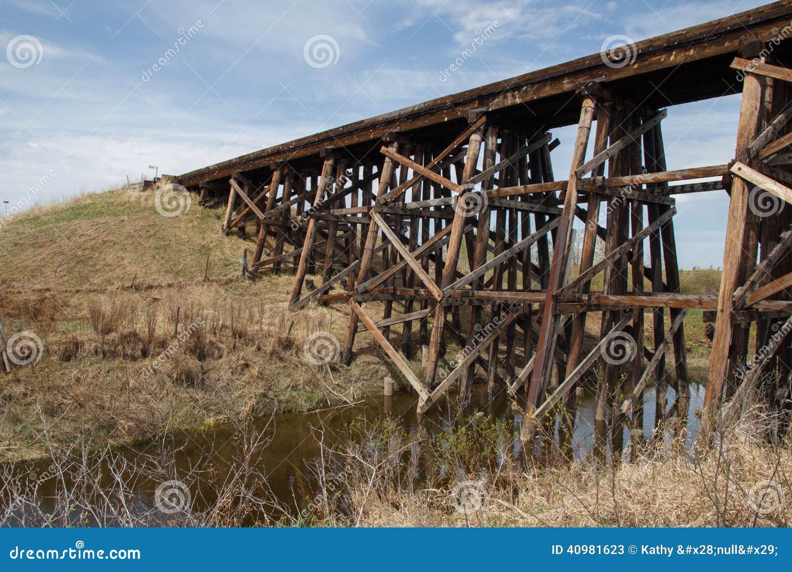 Stream Under Wooden Trestle Stock Image - Image of hill, railroad: 40981623