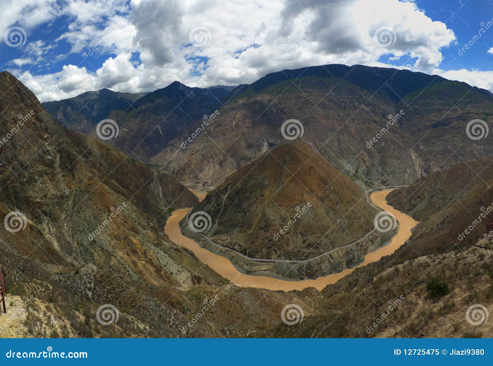 The Stream Valley Like Omega, Jinsha Jiang River Stock Image - Image of ...