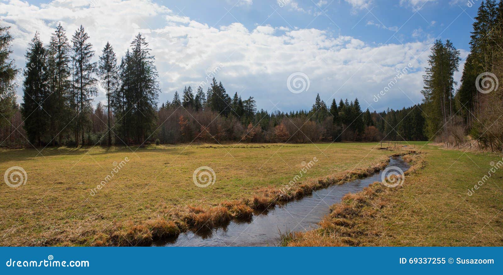 Stream Valley with Meandering Brook at Springtime Stock Image - Image ... Stream Valley with Meandering Brook at Springtime Stock Image - Image ...