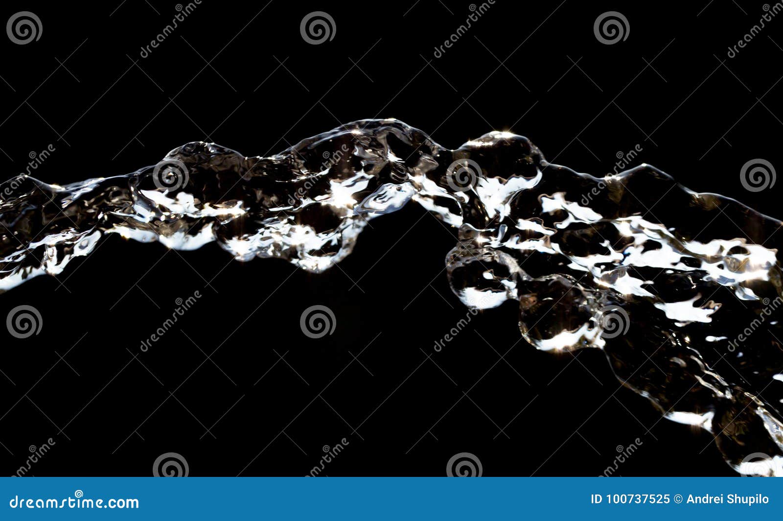 Stream of Water on a Black Background Stock Image - Image of freshness ...