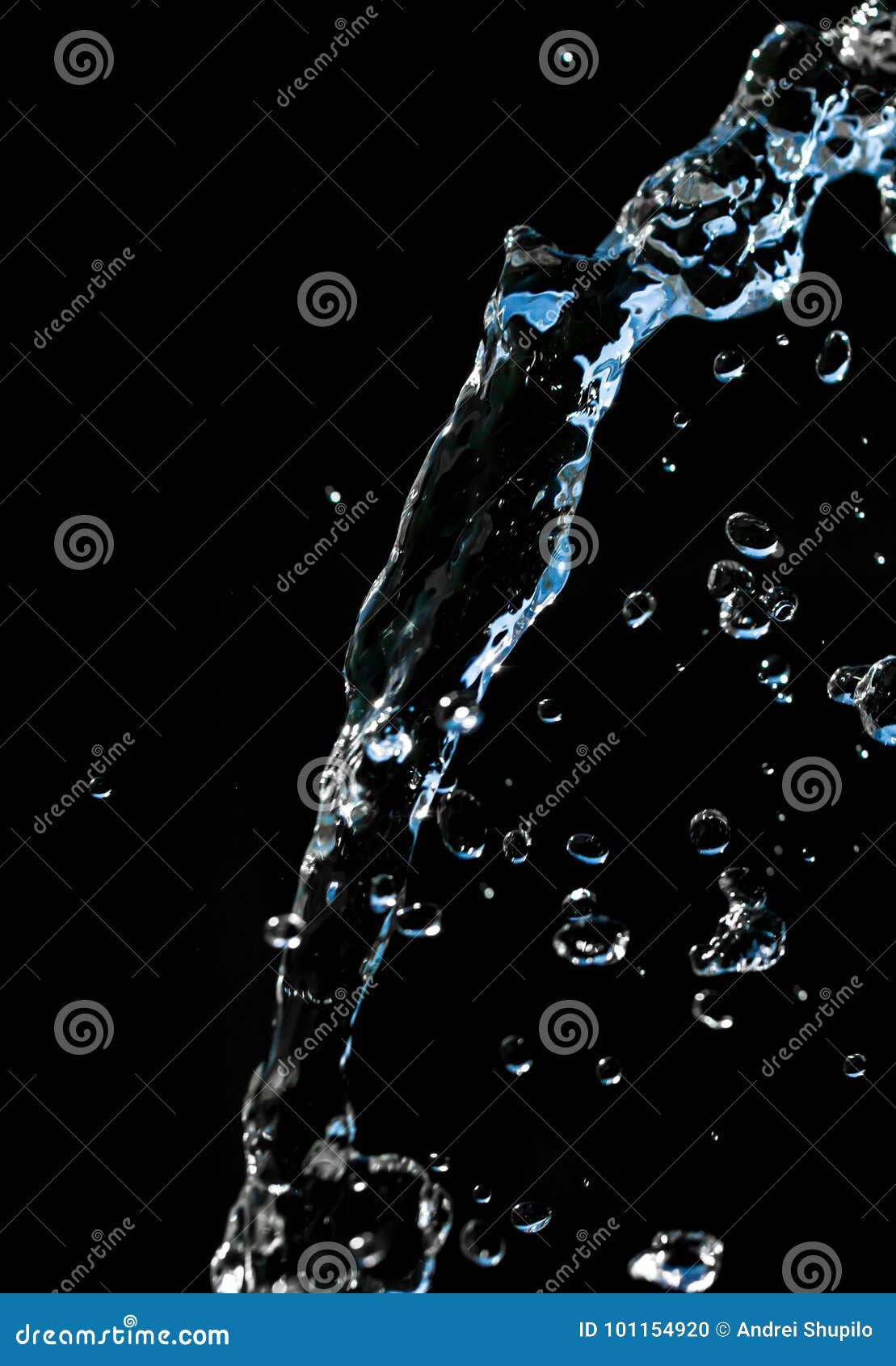 Stream of Water on a Black Background Stock Photo - Image of circle ...