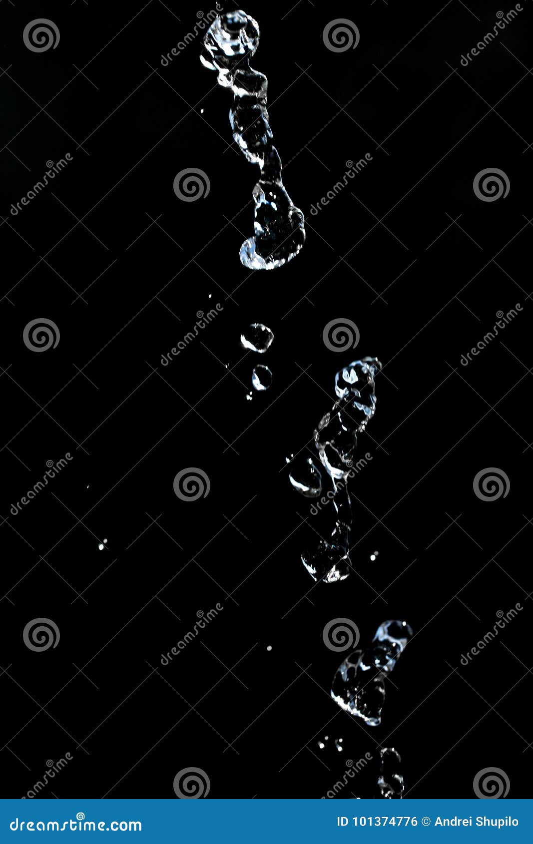 Stream of Water on a Black Background Stock Photo - Image of fall ...